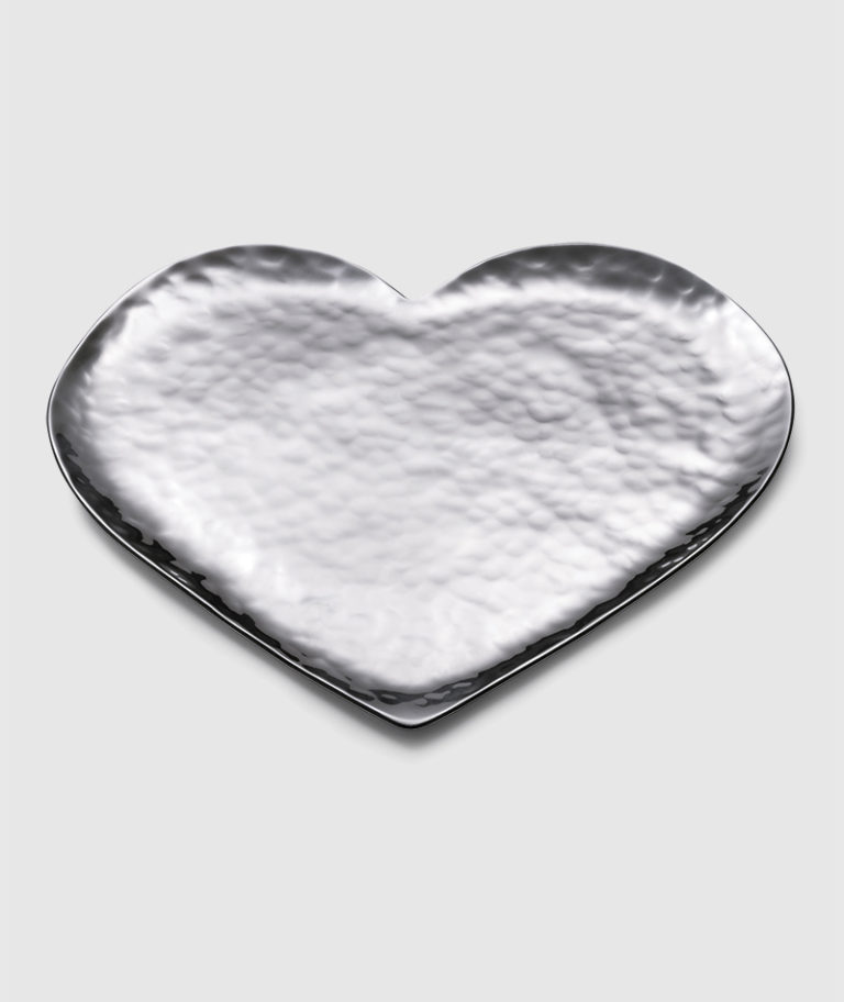 Amore Hammered Stainless Steel Heart Shaped Tray