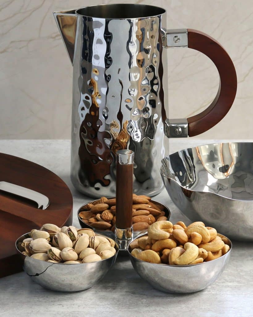 Sierra 3 Bowl Set w/ Wood Handle - Best Triple Bowl Combo Server