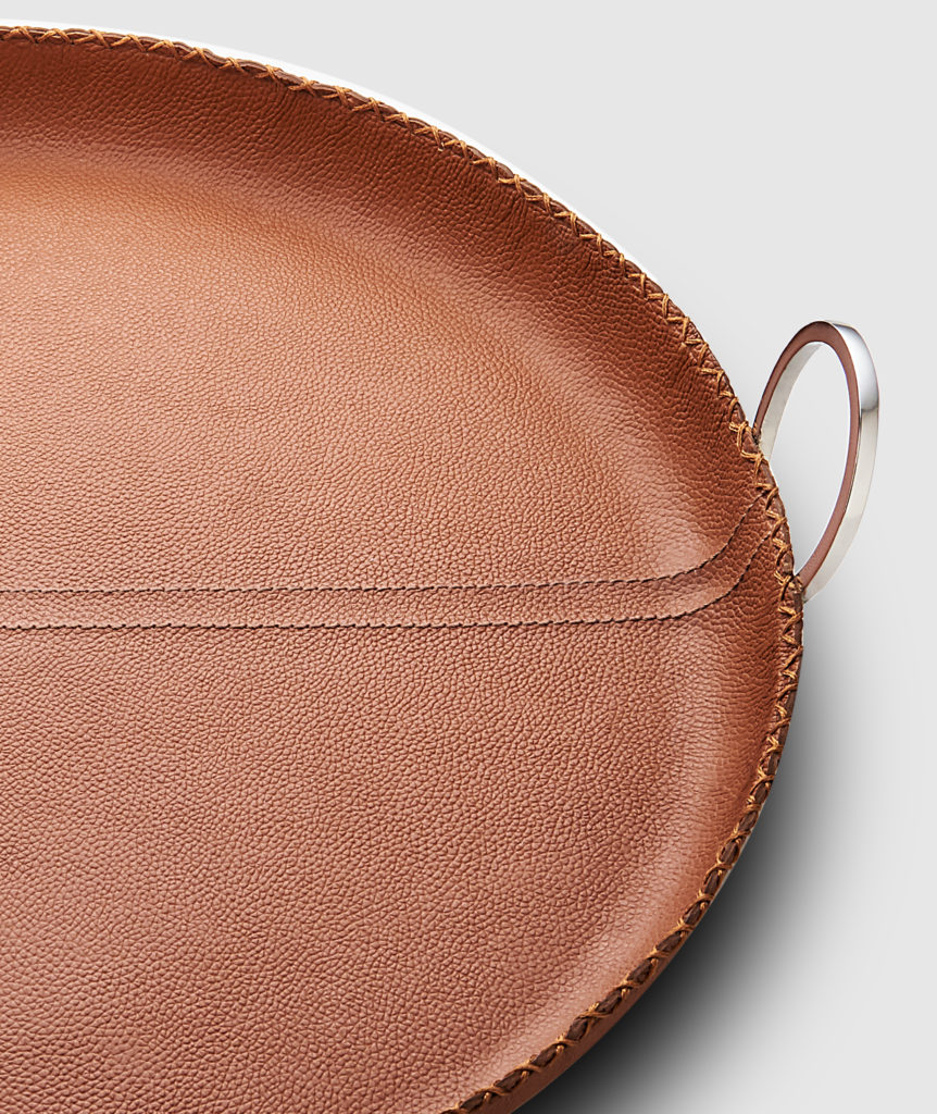 Durango Brown Leather Round Tray - Mary Jurek Design