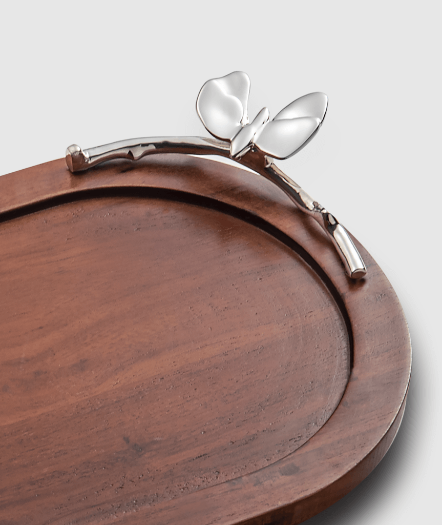 Butterfly Oval Wood Tray